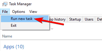 run new task - PC Erreur Fix